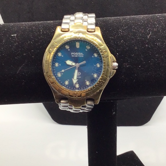 Fossil | Accessories | Fossil Gold And Silver Twotone Watch With Blue ...